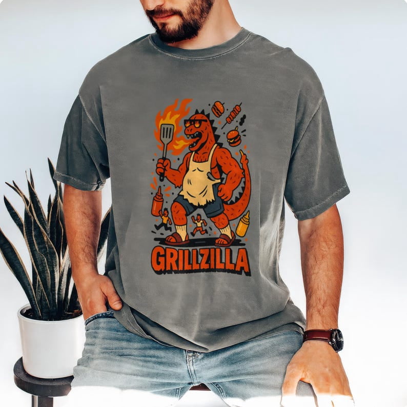 Grillzilla Comfort Colors Shirt, Alpha Dad Godzilla BBQ Meme Tee, Fun ...