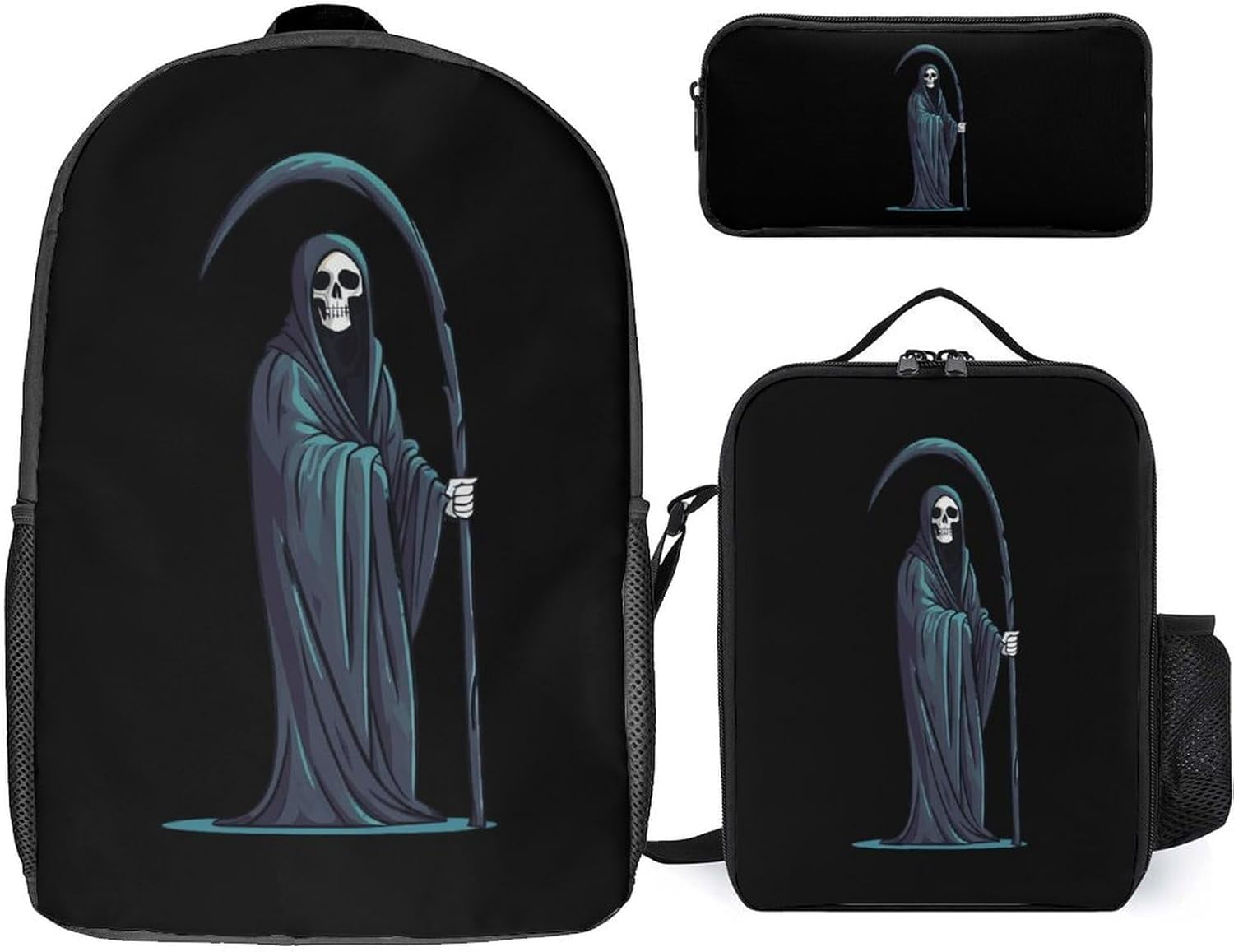 Grim Reaper 3Pcs Backpack Set 17 Inch Laptop Backpack Travel Daypack ...