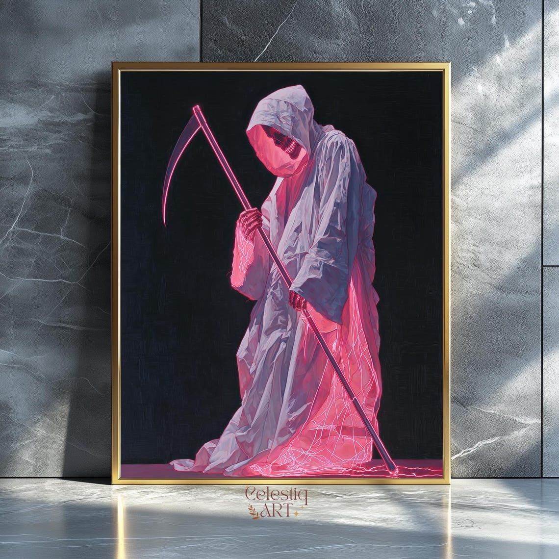 Grim Reaper Art Print: Pink Gothic Fantasy Decor Digital Download ...
