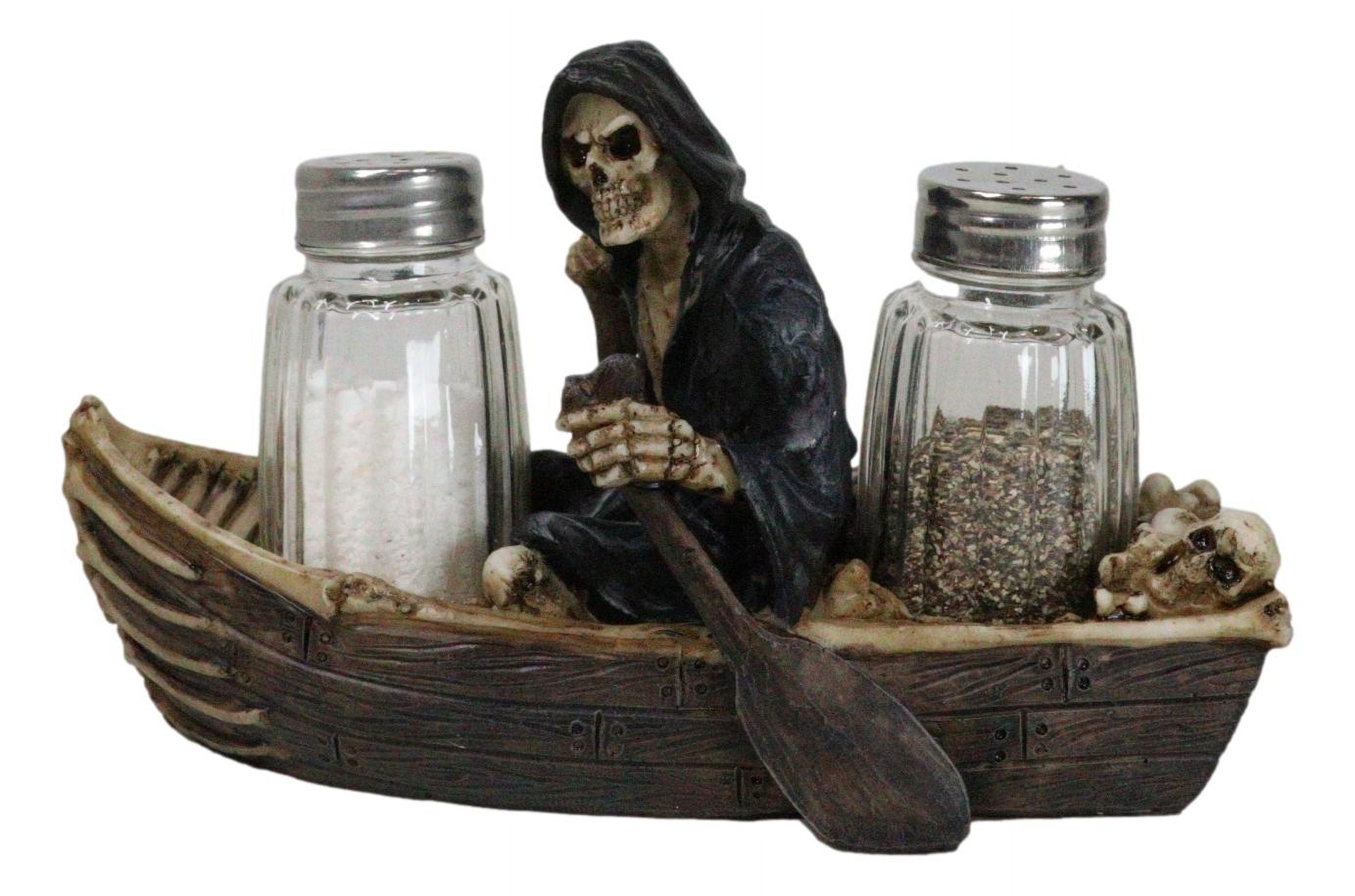 Grim Reaper Charon Skeleton Rowing Boat In River Styx Salt Pepper ...