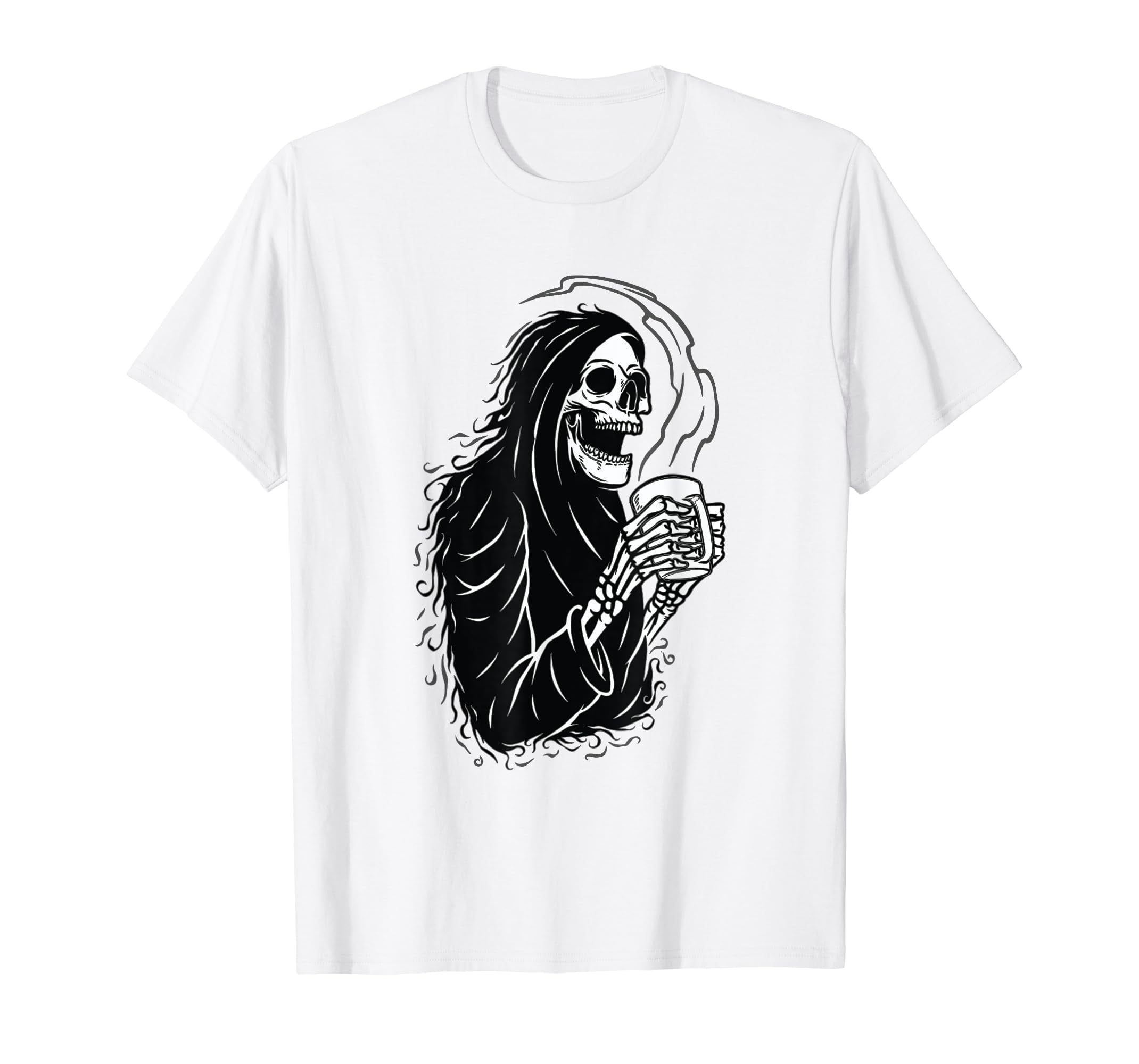 Grim Reaper Coffee Lover Dark Adult Humor White T-Shirt - Walmart.com