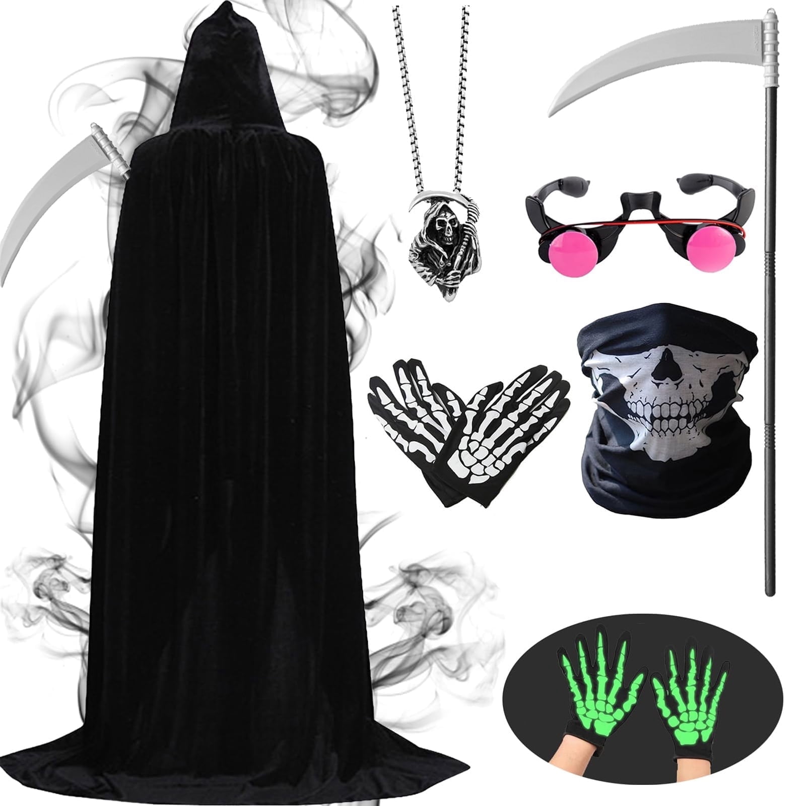 Forfamy Grim Reaper Costume Adult Kids Halloween Fancy Dress Costume ...