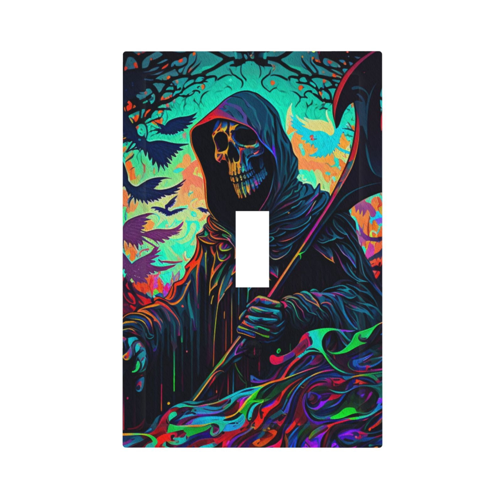 Grim Reaper Dark Psychedelic Death Light Switch Cover Decorator Single ...