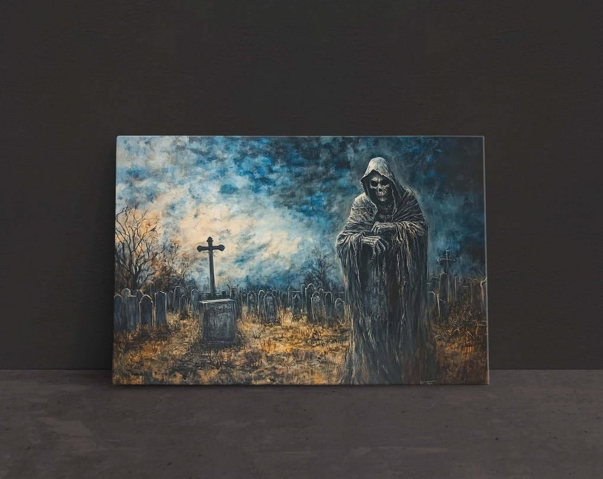 Grim Reaper, Death Cemetery, Graves Night, Creepy Art, Gothic Halloween ...