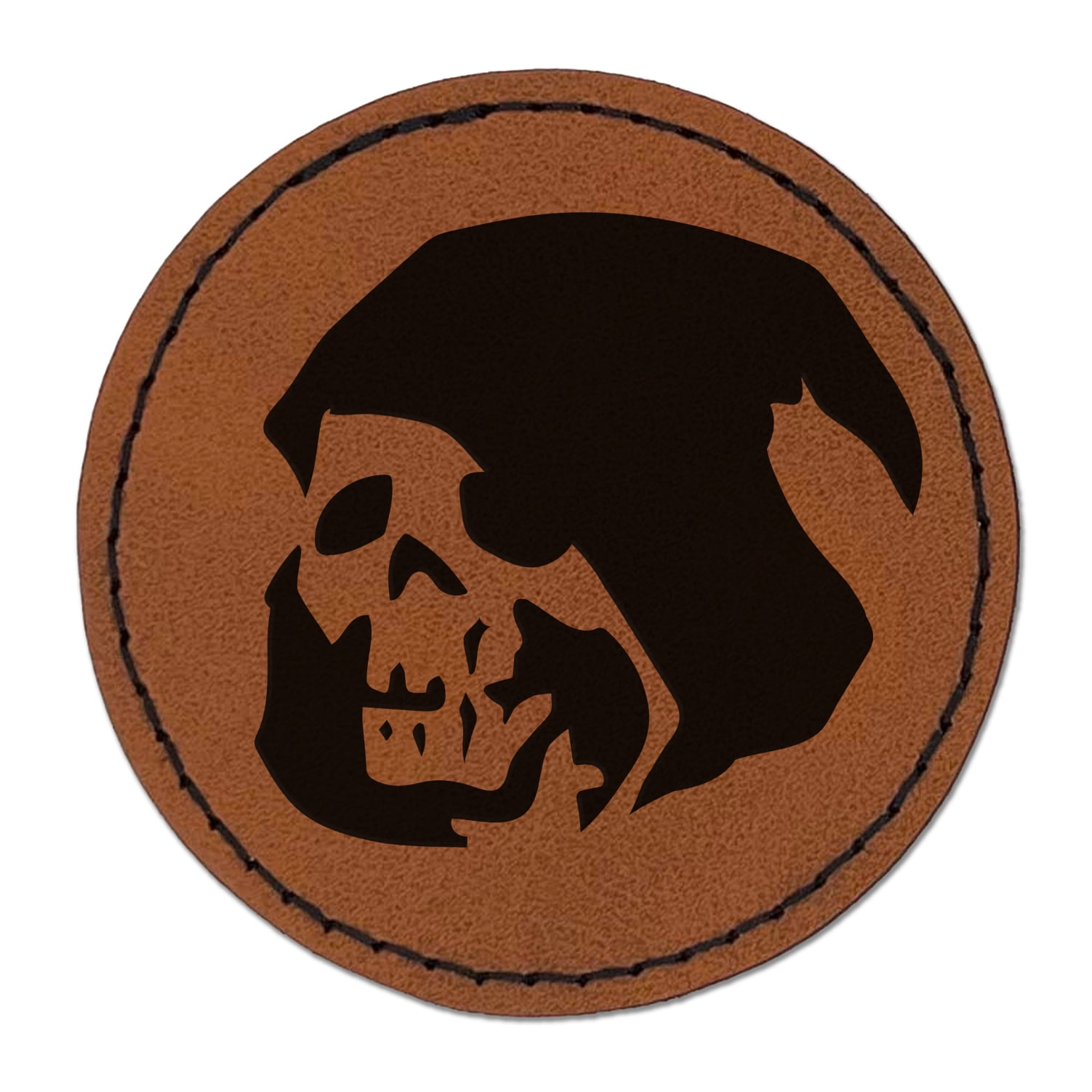 Grim Reaper Death Skeleton Hooded Head Halloween 2.5" Faux Leather ...