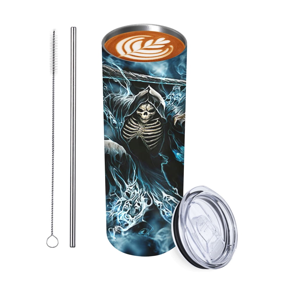 Grim Reaper Halloween 20oz Coffee Mug Cup,Stainless Steel Thermos Water ...