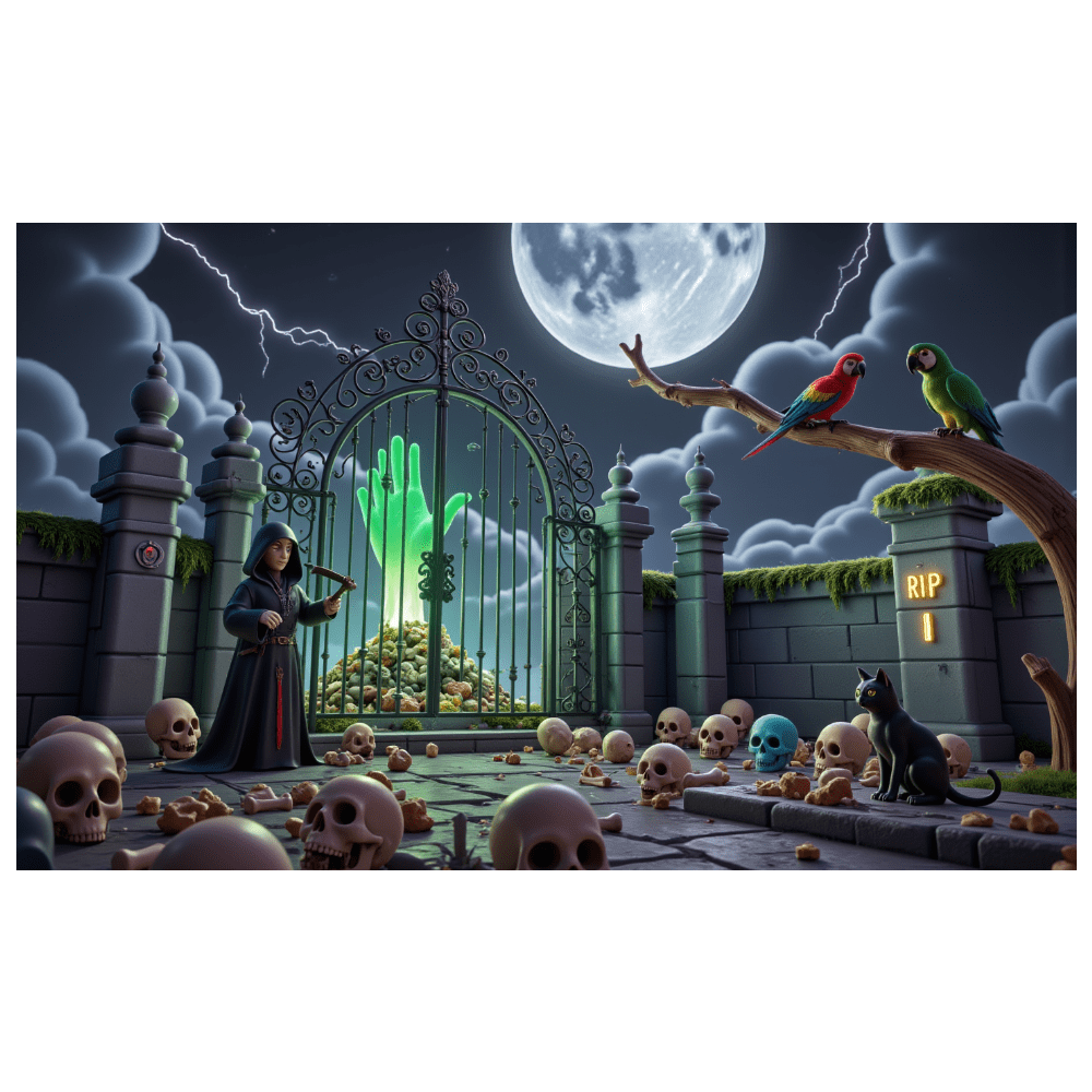 Grim Reaper Halloween Banner Spooky Hand Full Moon for Haunted House ...