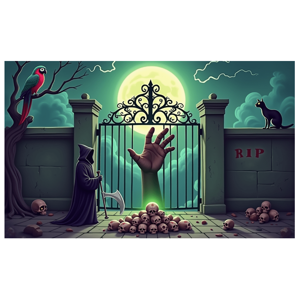 Grim Reaper Halloween Banner Spooky Hand Full Moon for Haunted House ...