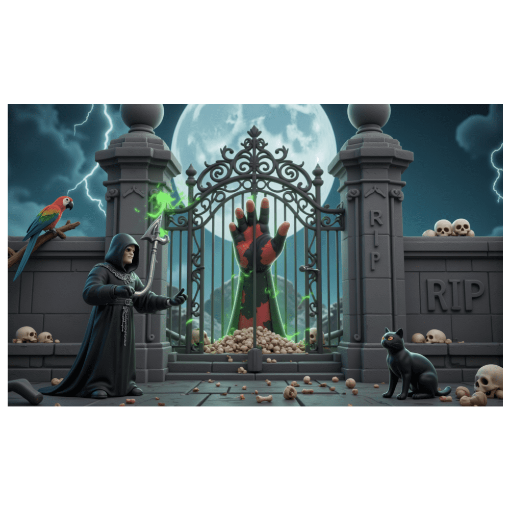 Grim Reaper Halloween Banner Spooky Hand Full Moon for Haunted House ...