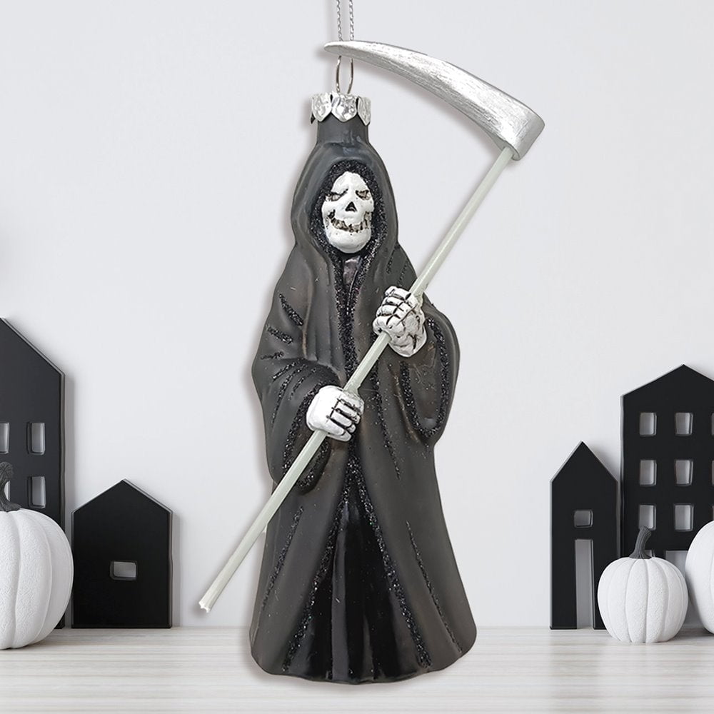 Grim Reaper Horror Glass Ornament, Spooky Halloween Christmas Tree ...