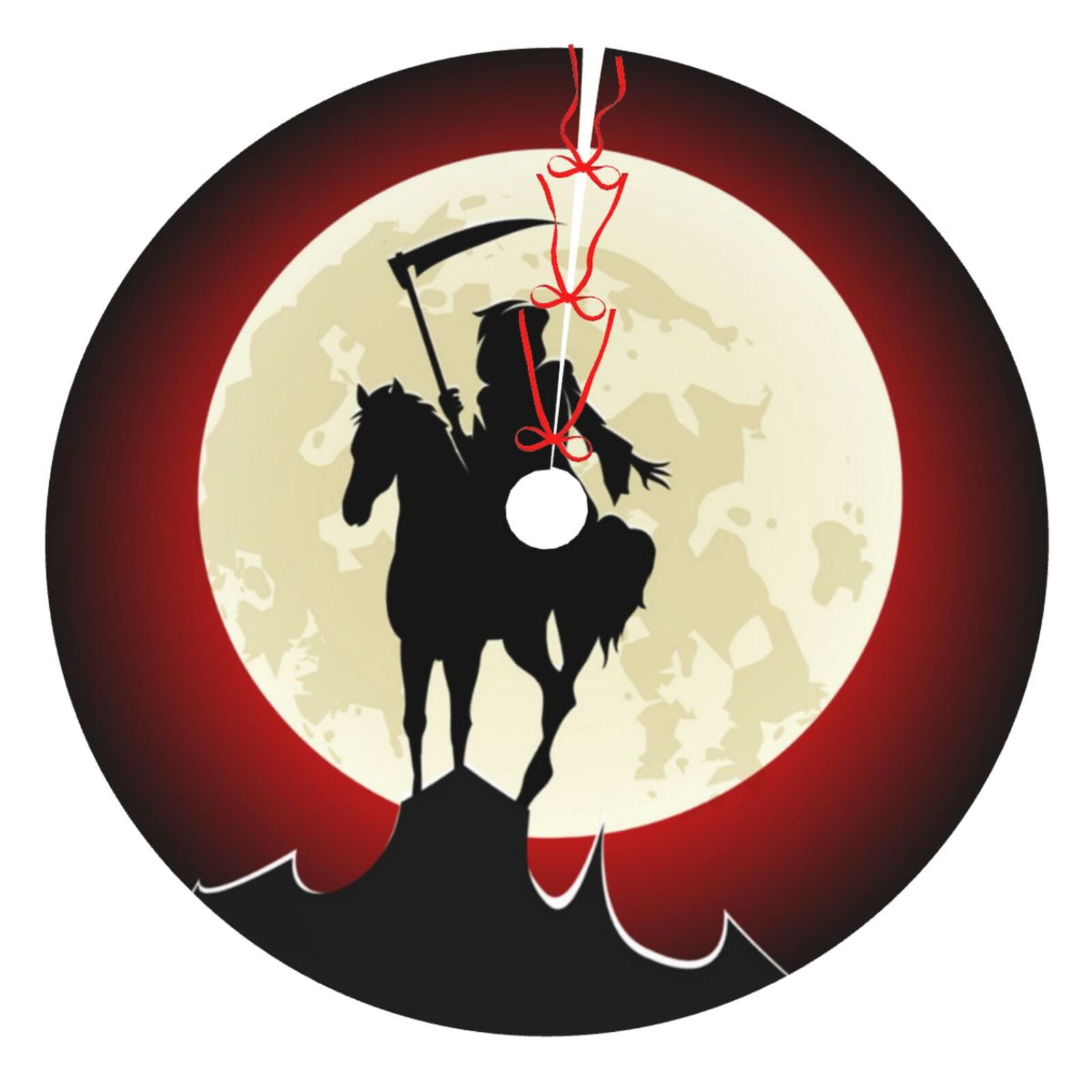 Grim Reaper Horse Moon Christmas Tree Skirt Mat for Xmas Decorations ...