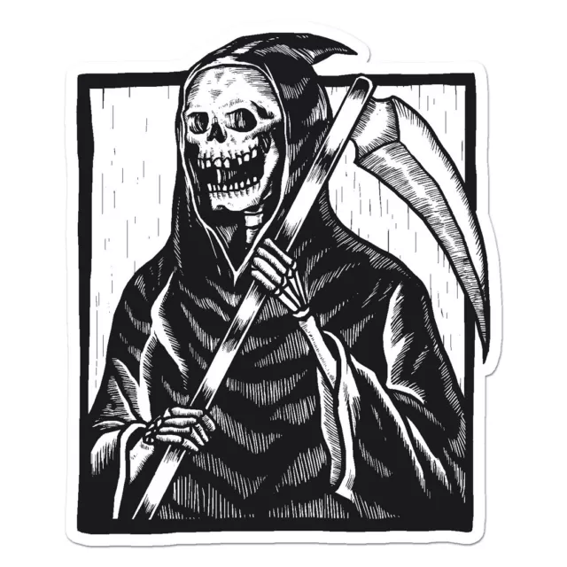 Grim Reaper Linocut Sticker Phone Decal Water Bottle Stickers Car ...