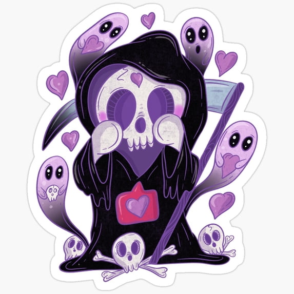 Grim Reaper Love Sticker Phone Decal Water Bottle Stickers Car Decals ...