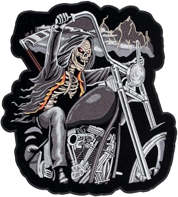 Grim Reaper on a Motorcycle Patch, Large Size - Walmart.com