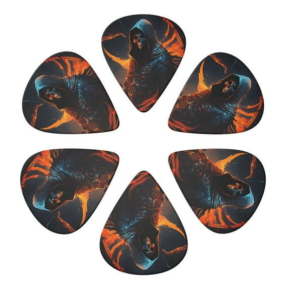 Grim Reaper On Fire Burning Guitar Pick 6 Pack for Bass Acoustic ...