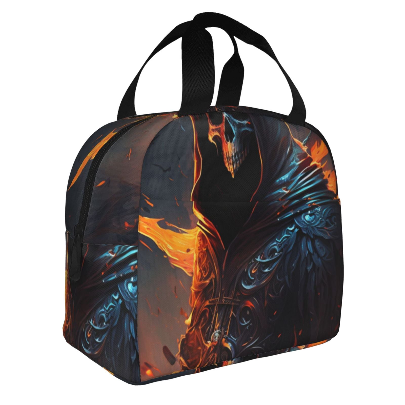 Grim Reaper On Fire Burning Reusable Lunch Bag Insulated Meal Tote Box ...