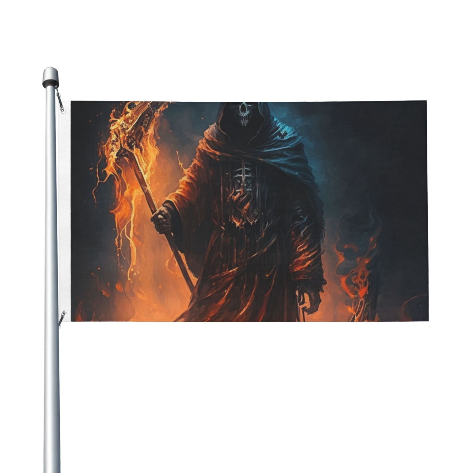 Grim Reaper On Fire Cool Art Flag 3X5 Ft Garden Yard House Flags Banner ...