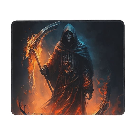 Grim Reaper On Fire Cool Art Mouse Pad Non-Slip Rubber Gaming Mousepad ...