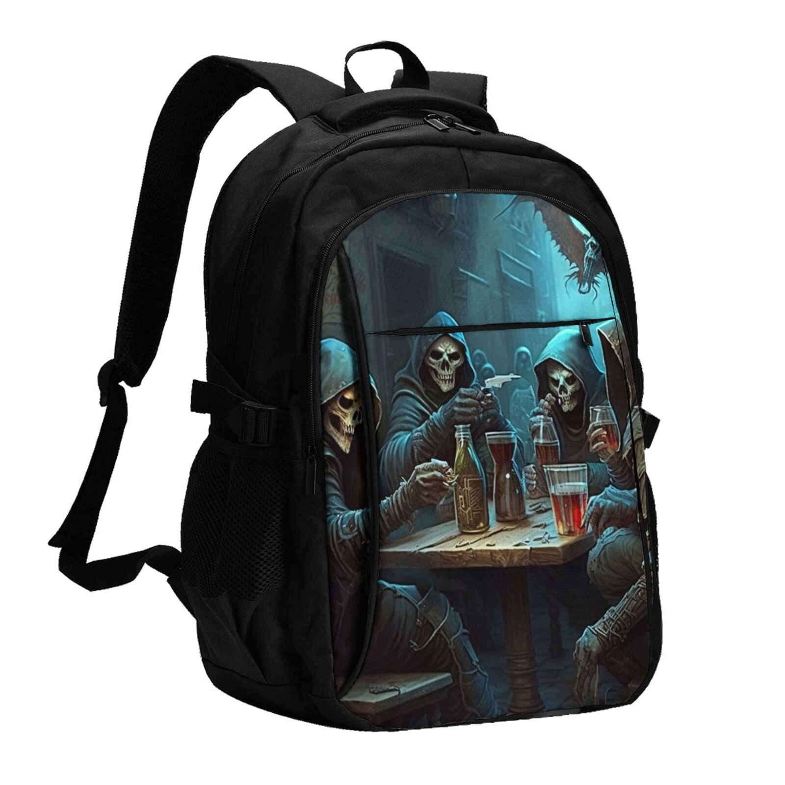 Grim Reaper Party Cool Laptop Backpack with USB Charging Headphone Port ...