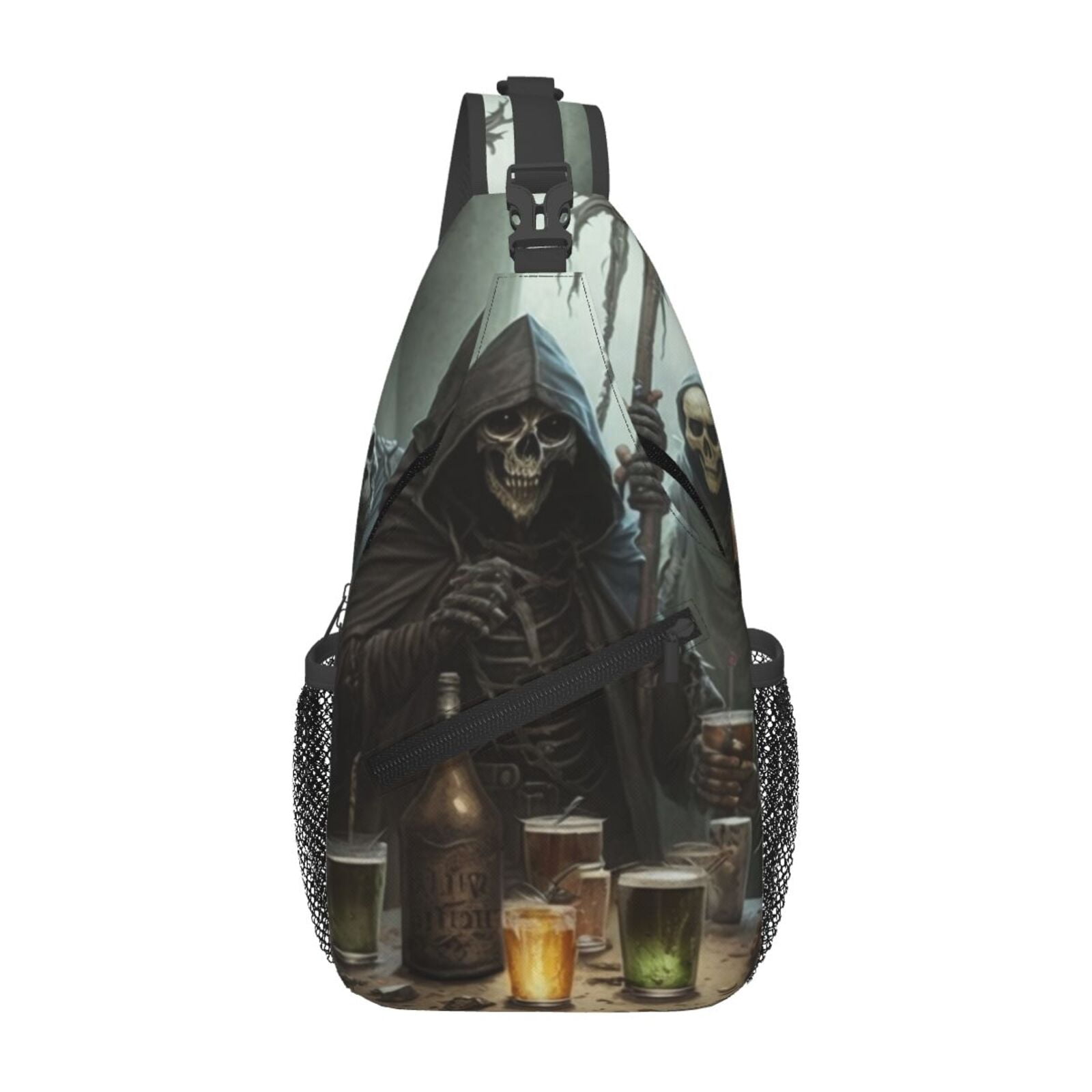 Grim Reaper Party Funny Skull Sling Backpack Shoulder Chest Crossbody ...