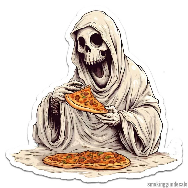 Grim Reaper Pizza Sticker Indoor Outdoor Phone Decal Water Bottle ...