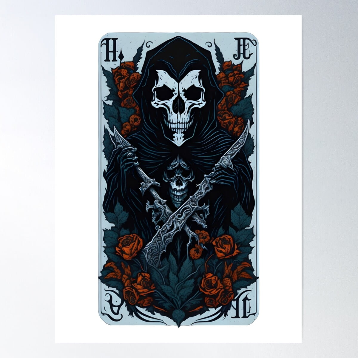 Grim Reaper Playing Card Poster Wall Art, Modern Wall Decor For Living ...