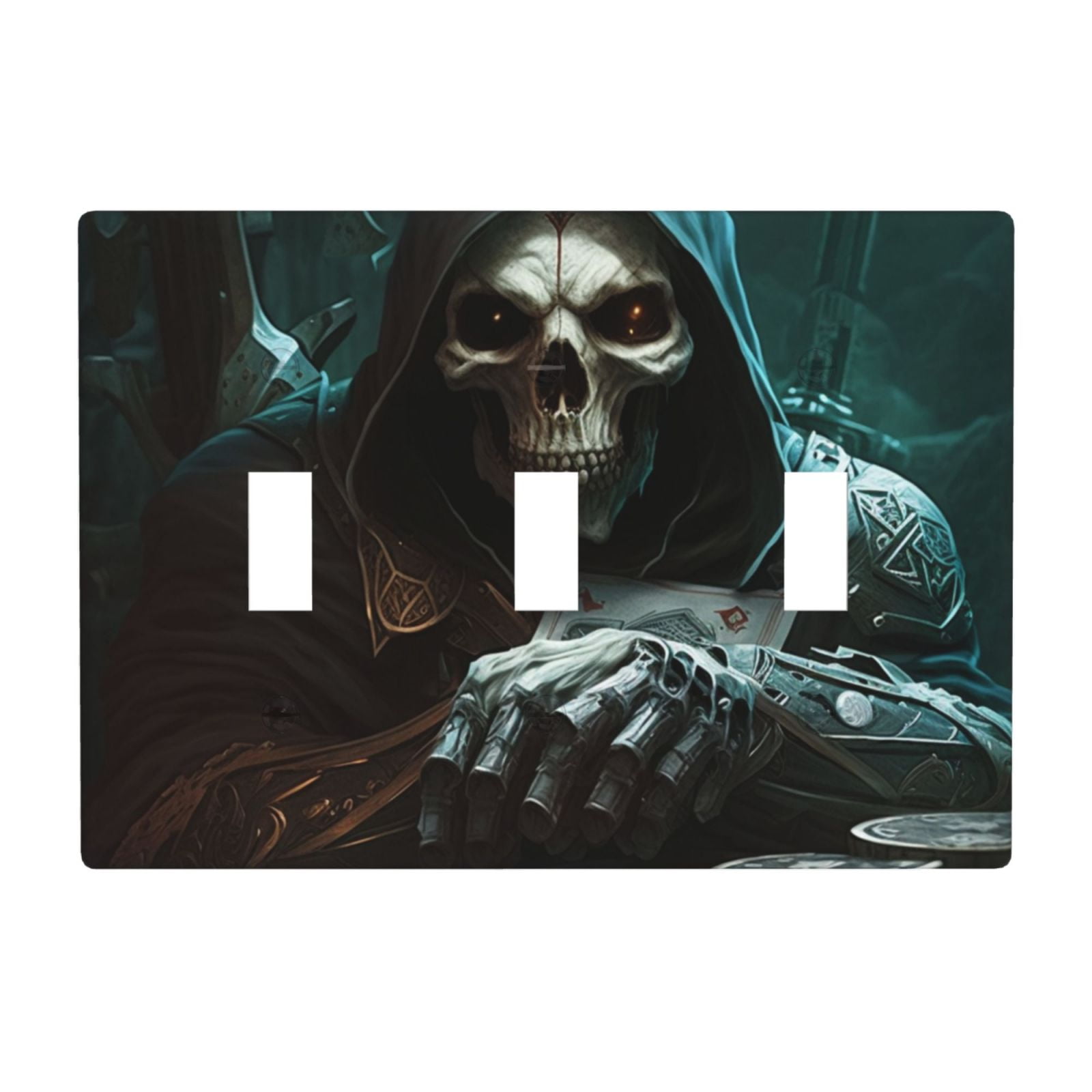 Grim Reaper Playing Poker Death Skull 3 Gang Light Switch Cover ...
