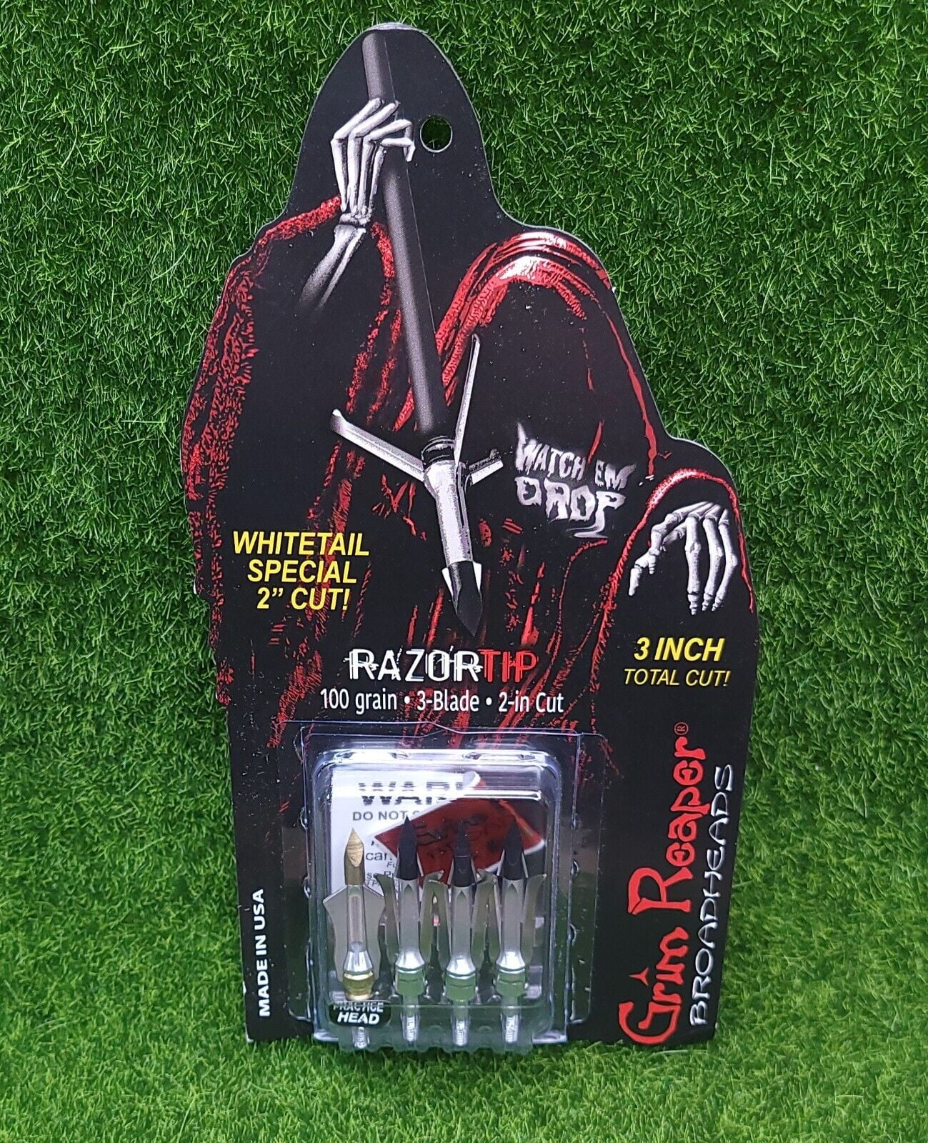 "Grim Reaper Game Hunting RazorTip Mechanical Broadhead 100gr 3-Blade 2 ...