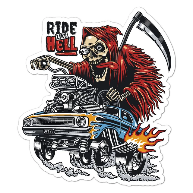 Grim Reaper Ride Hell Sticker Indoor Outdoor Phone Decal Water Bottle ...