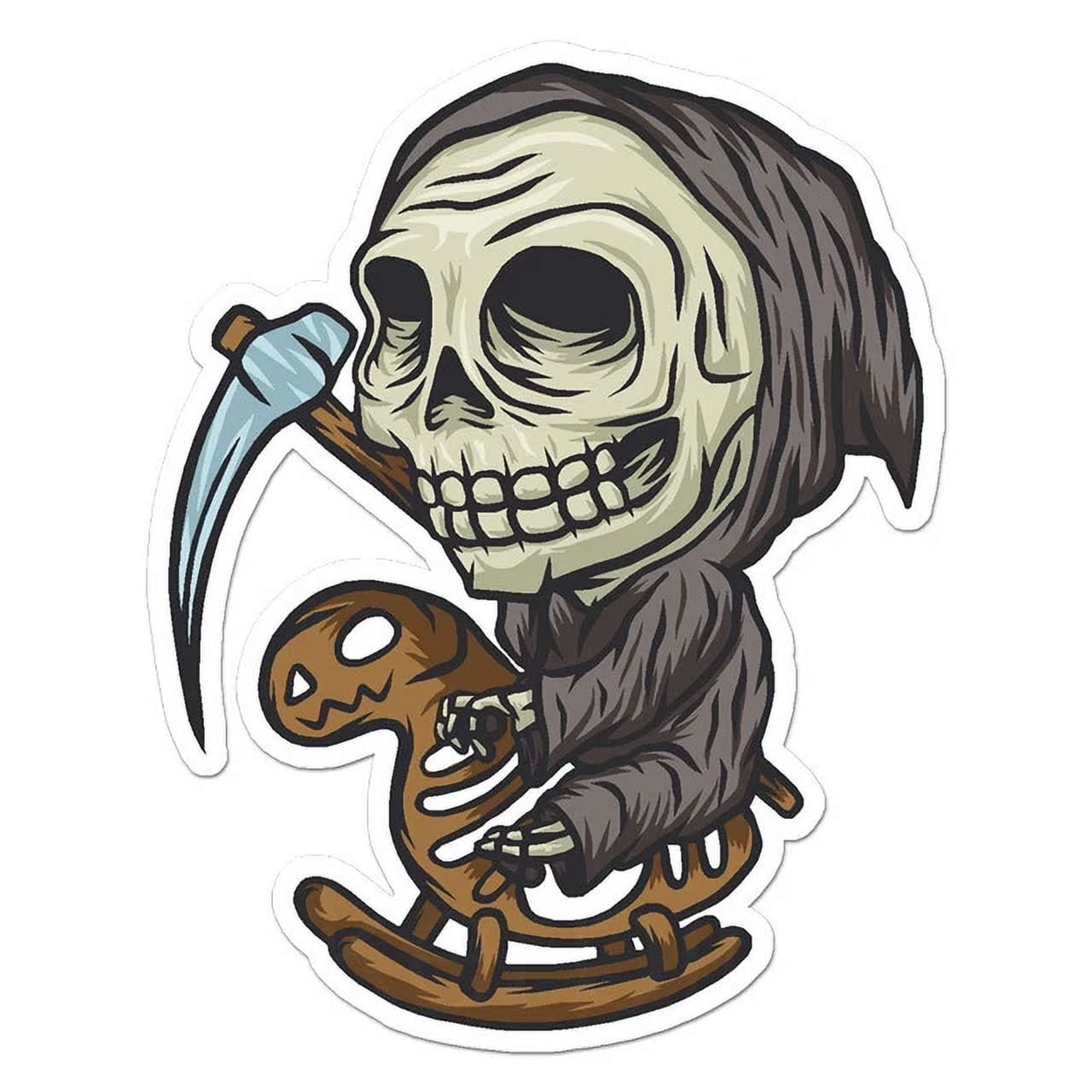 Grim Reaper Rocking Horse Sticker Indoor Outdoor Phone Decal Water ...