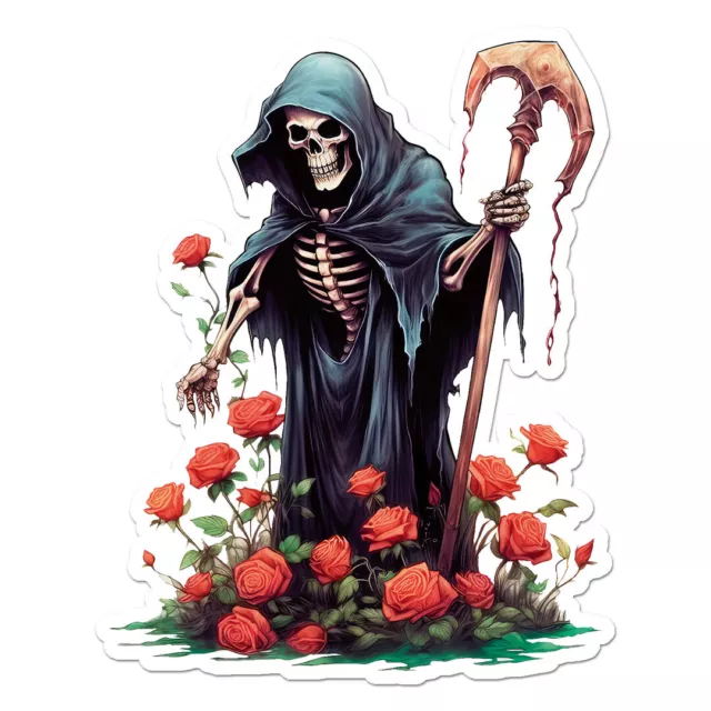 Grim Reaper Roses Sticker Phone Decal Water Bottle Stickers Car Decals ...