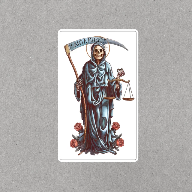 Grim Reaper Santa Muerte Sticker - Day Of The Dead Decalphone Decal ...