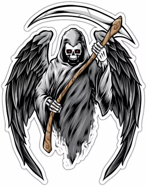 Grim Reaper Scythe Death Skull Angel Wings Car Stickerphone Decal Water ...