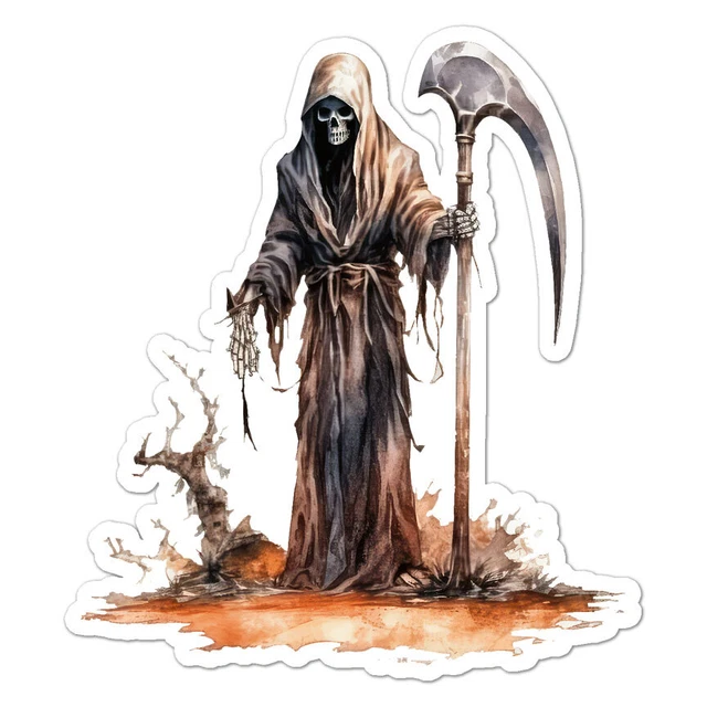 Grim Reaper Scythe Sticker Indoor Outdoor Phone Decal Water Bottle ...