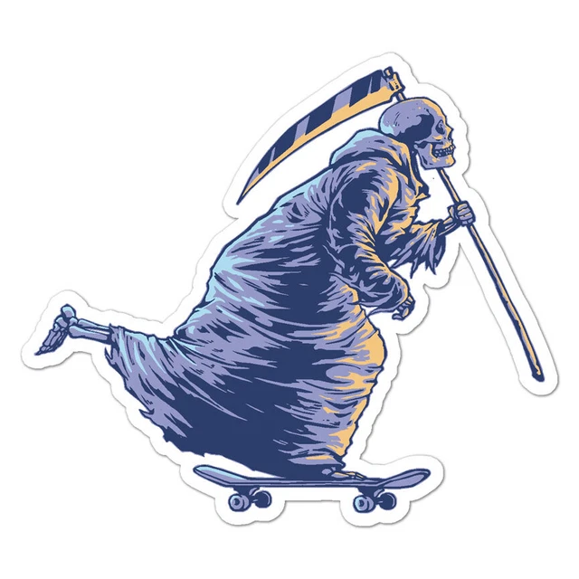 Grim Reaper Skateboard Sticker Indoor Outdoor Phone Decal Water Bottle ...