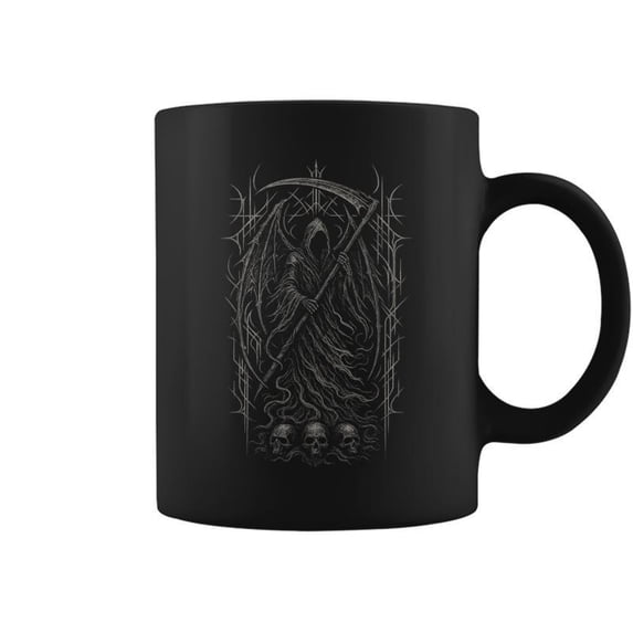 Grim Reaper Skeleton Goth Cyber Sigil Gothic Horror Demon Coffee Mugs ...