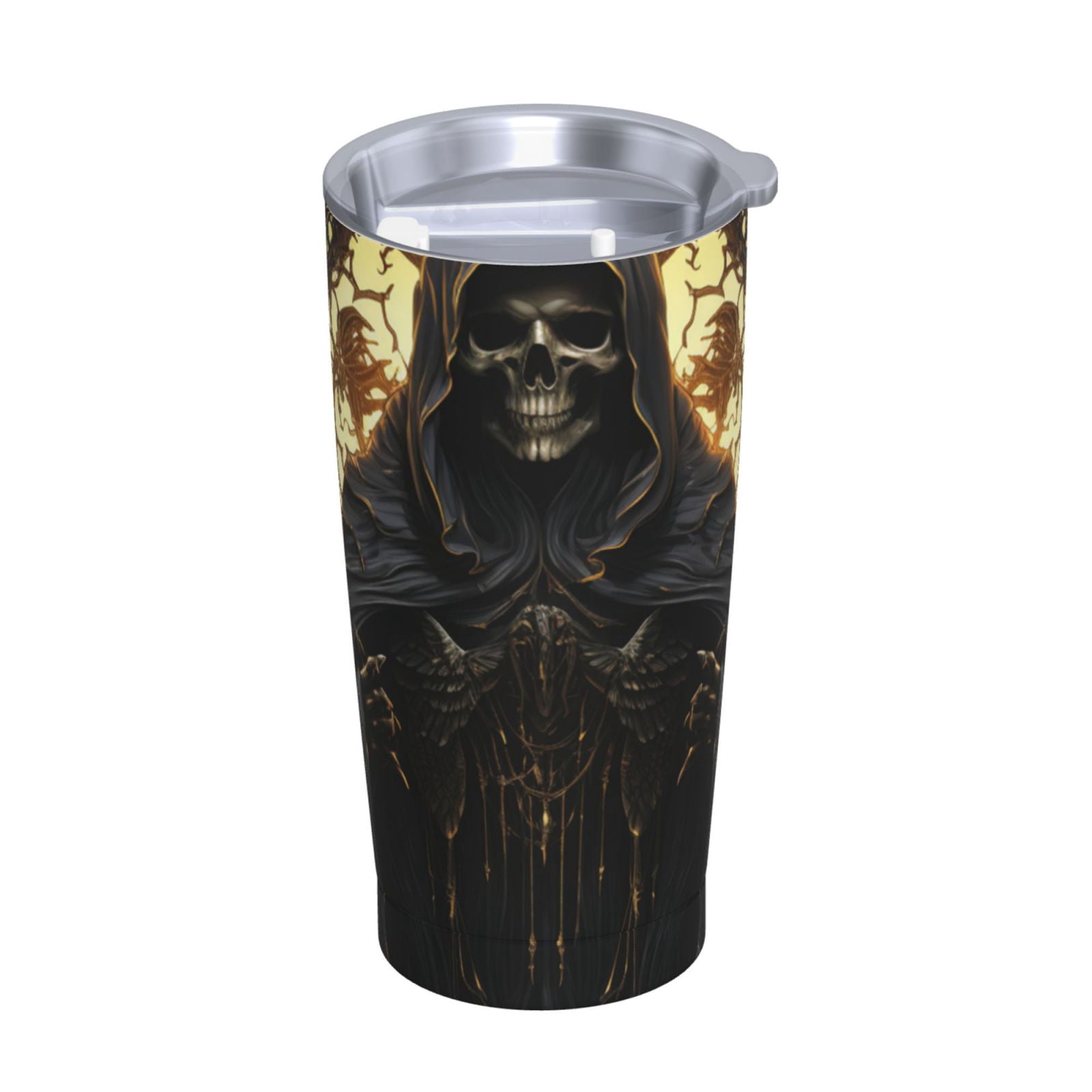 Grim Reaper Skull Angel Skeleton Cool Stainless Steel Tumbler with Lid ...