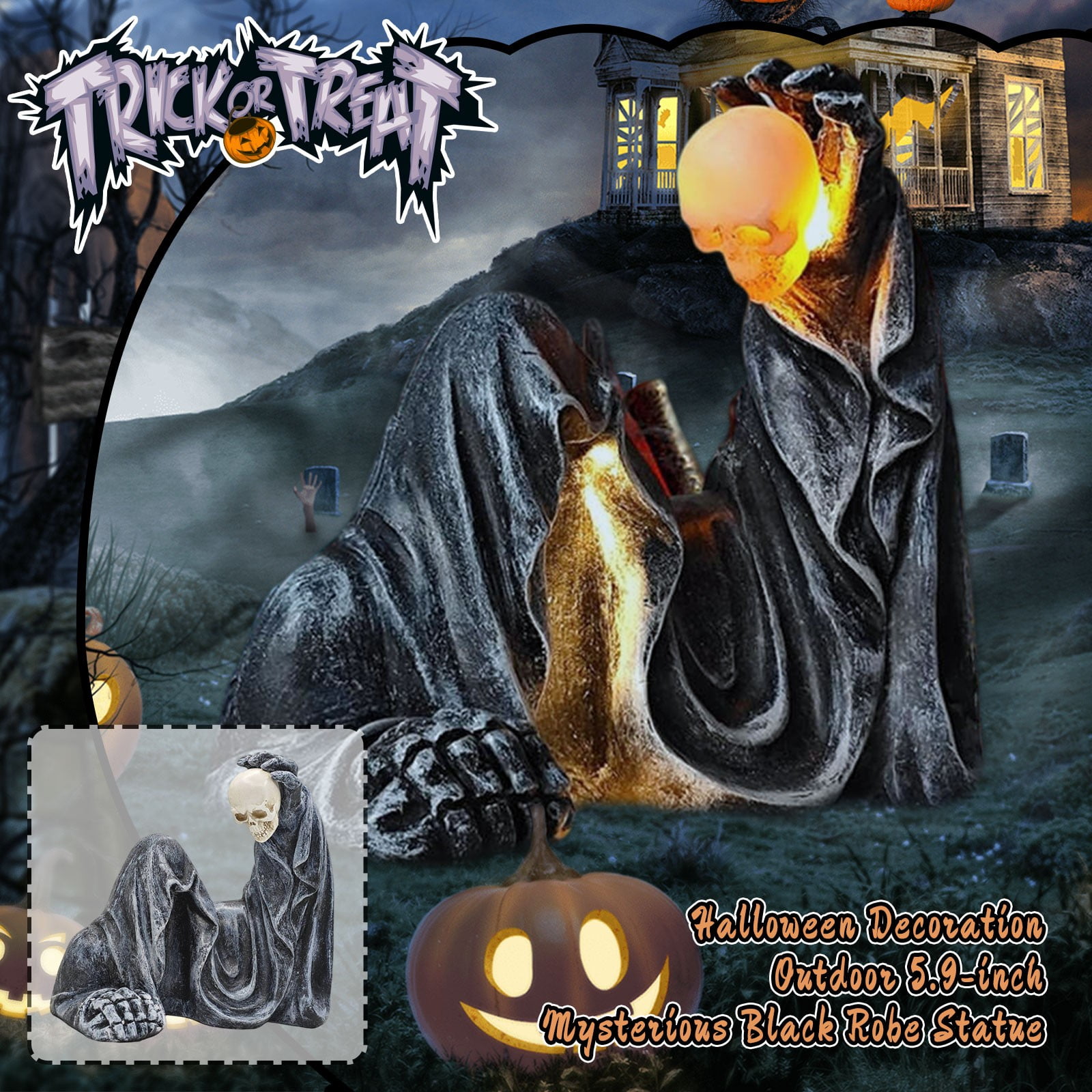 Grim Reaper Statue, 8in Grim Reaper Statue, Resin Gothic Throne Suriel ...