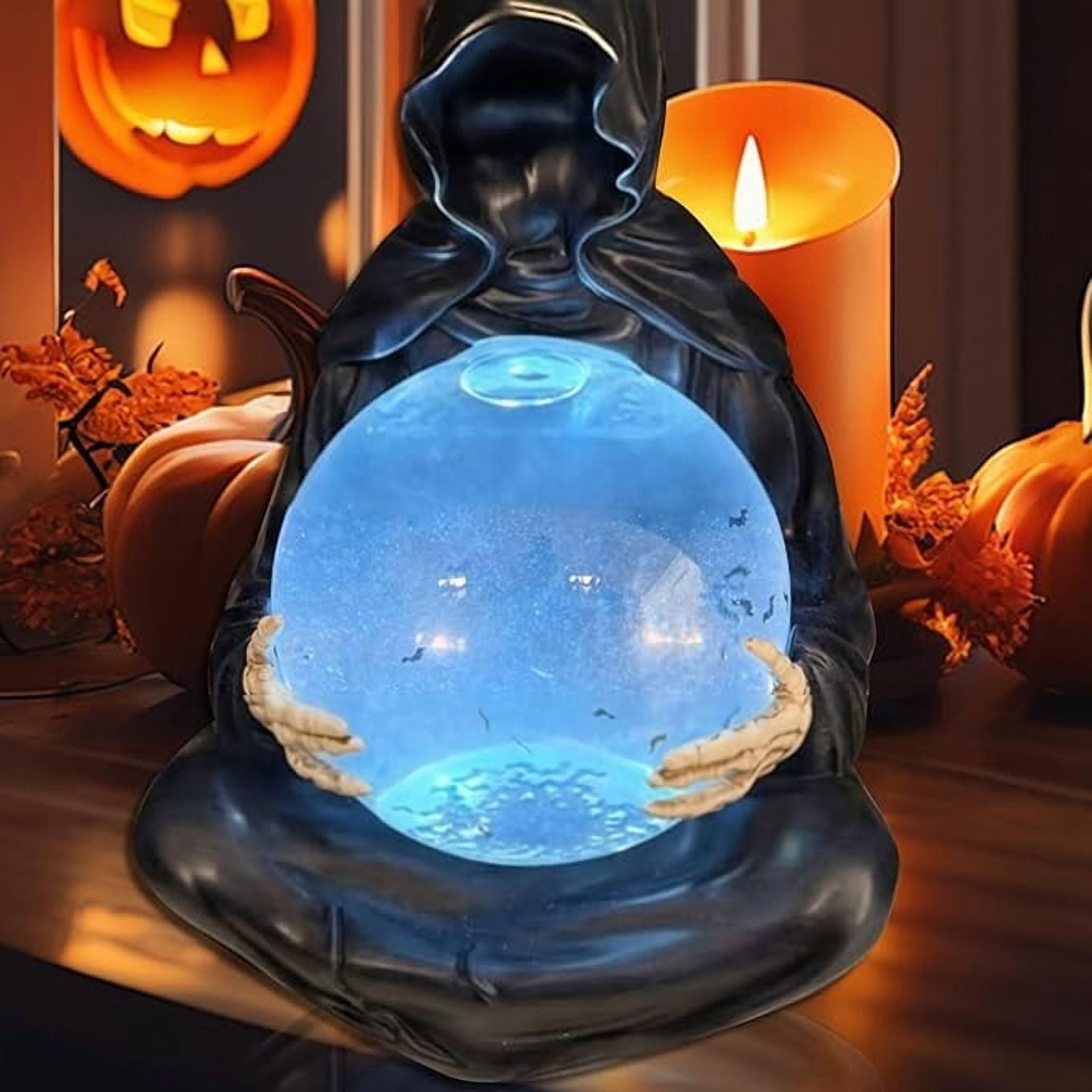 Grim Reaper Statue Suriel with Floating Bats Crystal Ball Light-Up ...