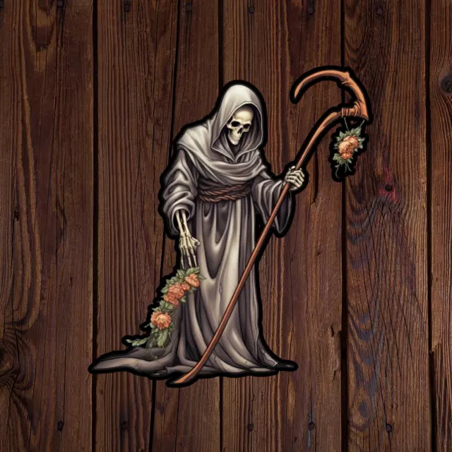 Grim Reaper Sticker Death Roses Dark Window Laptop Scrapbook Sticker ...