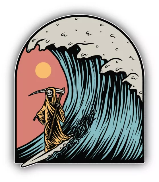 Grim Reaper Surfer Sticker Phone Decal Water Bottle Stickers Car Decals ...
