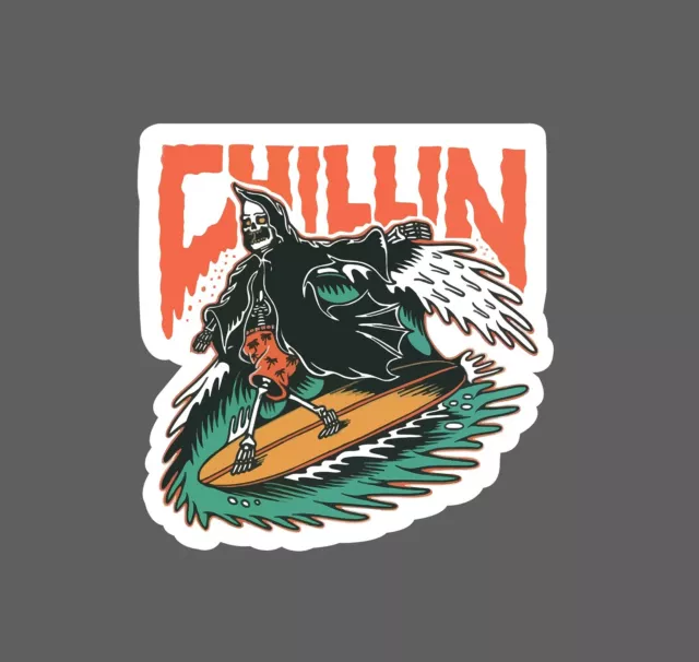 Grim Reaper Surfing Sticker Beach Waterproof Sticker Phone Decal Water ...