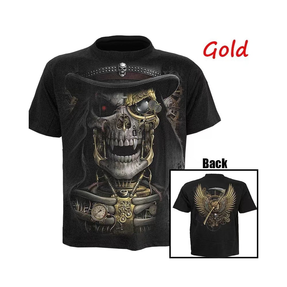 Grim Reaper T-Shirt Scary Skull Crew Neck Short Sleeve Fashion Tee ...