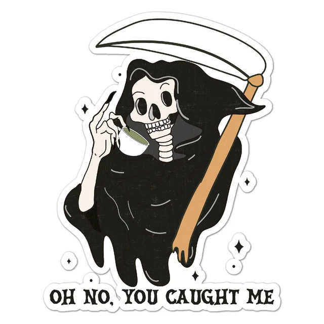 Grim Reaper Tea Sticker Indoor Outdoor Phone Decal Water Bottle ...