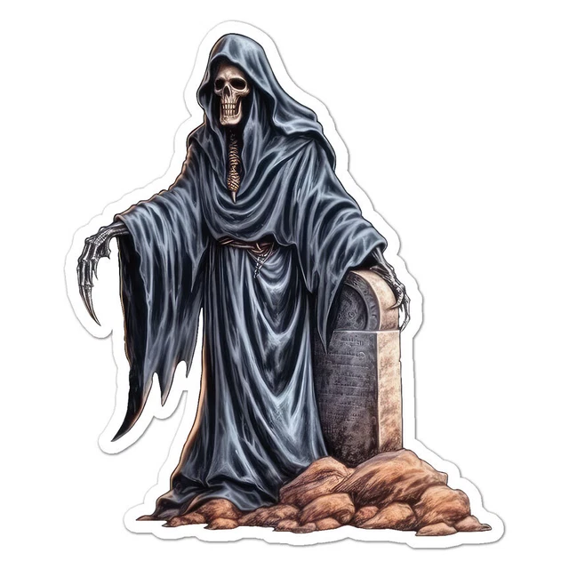 Grim Reaper Tombstone Sticker Indoor Outdoor Phone Decal Water Bottle ...