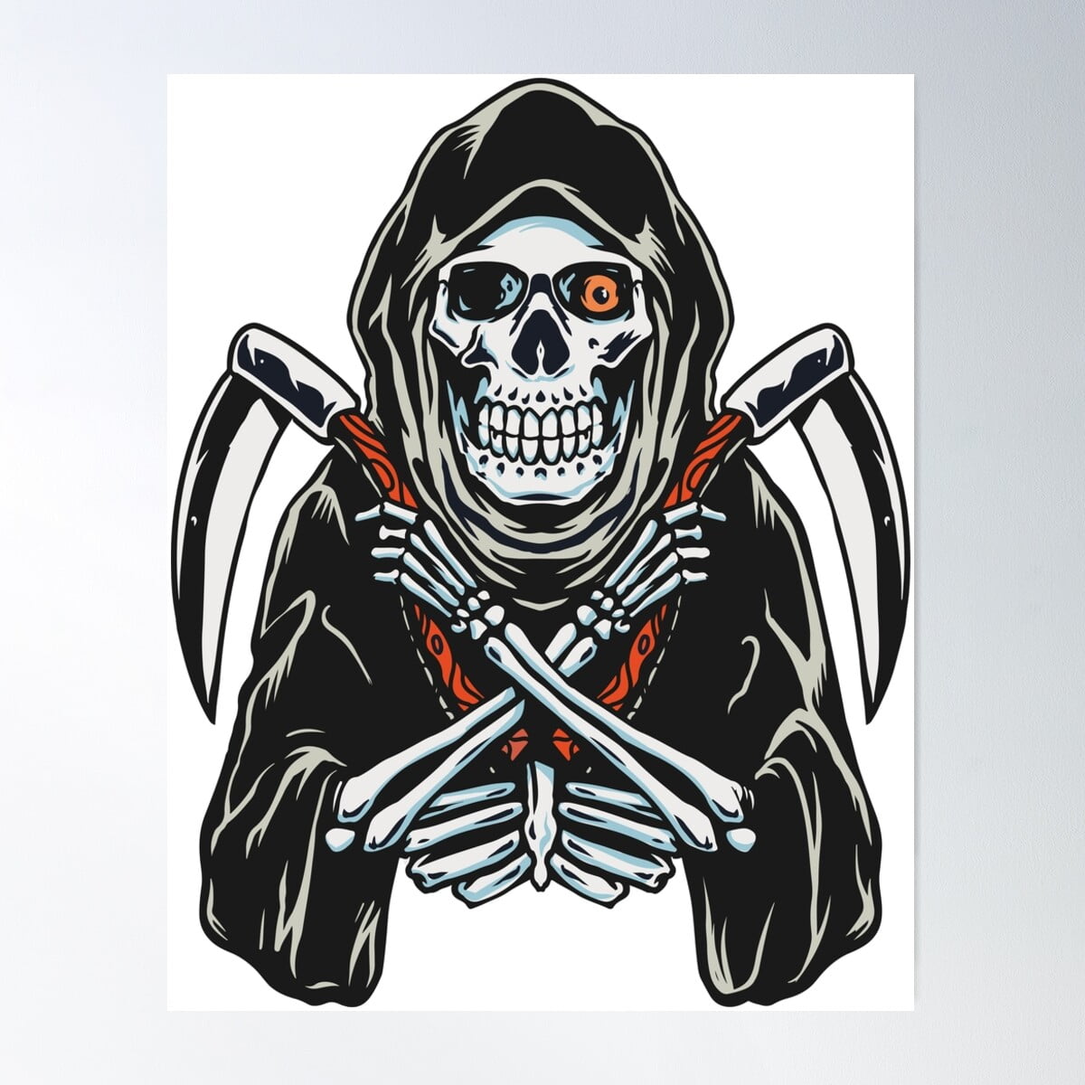 Grim Reaper With Double Sickle Hand Poster Wall Art, Modern Wall Decor ...
