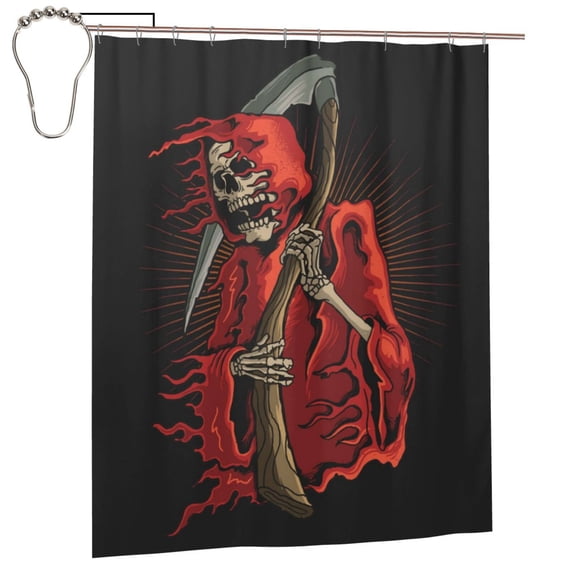 Grim Reaper With Scyth Shower Curtain Set with Hooks Iron Waterproof ...