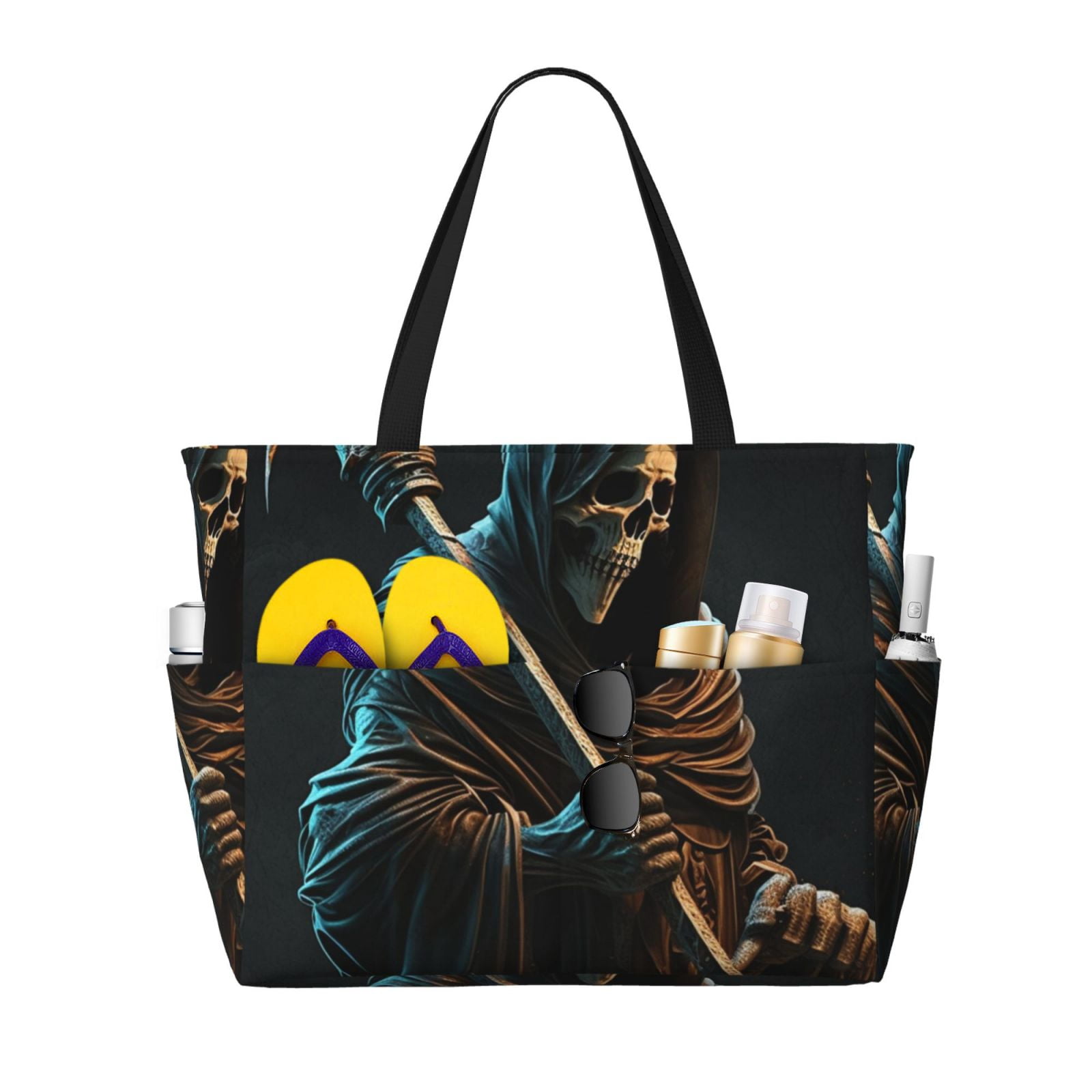 Grim Reaper With Scyth Skull Large Capacity Beach Travel Tote Bag ...