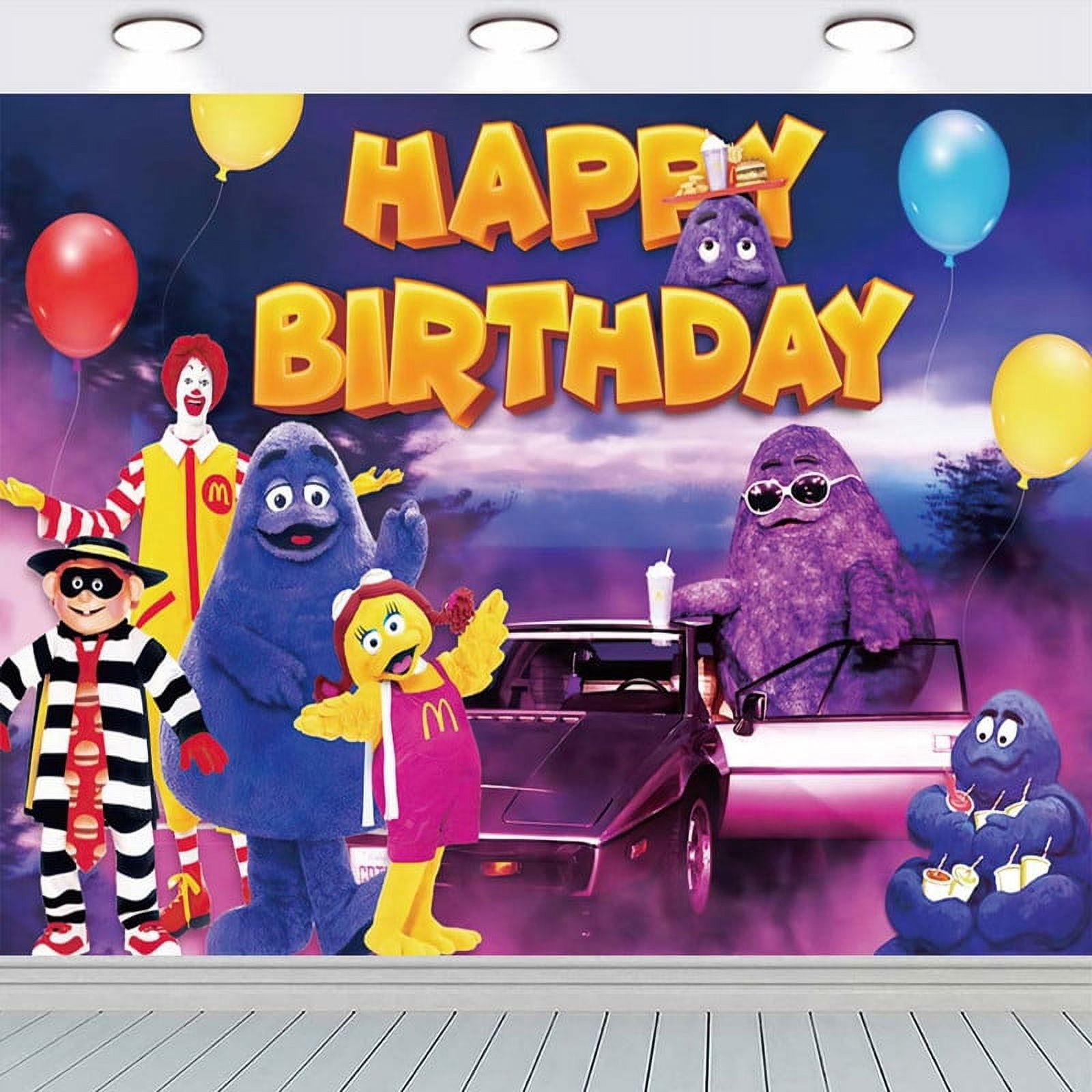 Grimace Birthday Banner Backdrop Background Taspestry Post Wall Decor ...