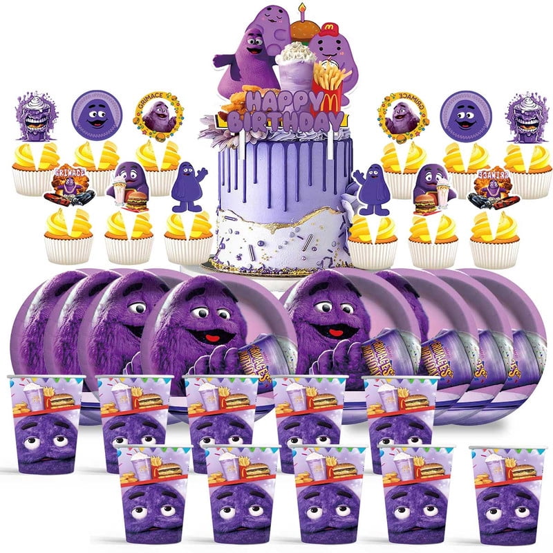 Grimace Birthday Cups Party Supplies Plates Fans Decorations Cake ...
